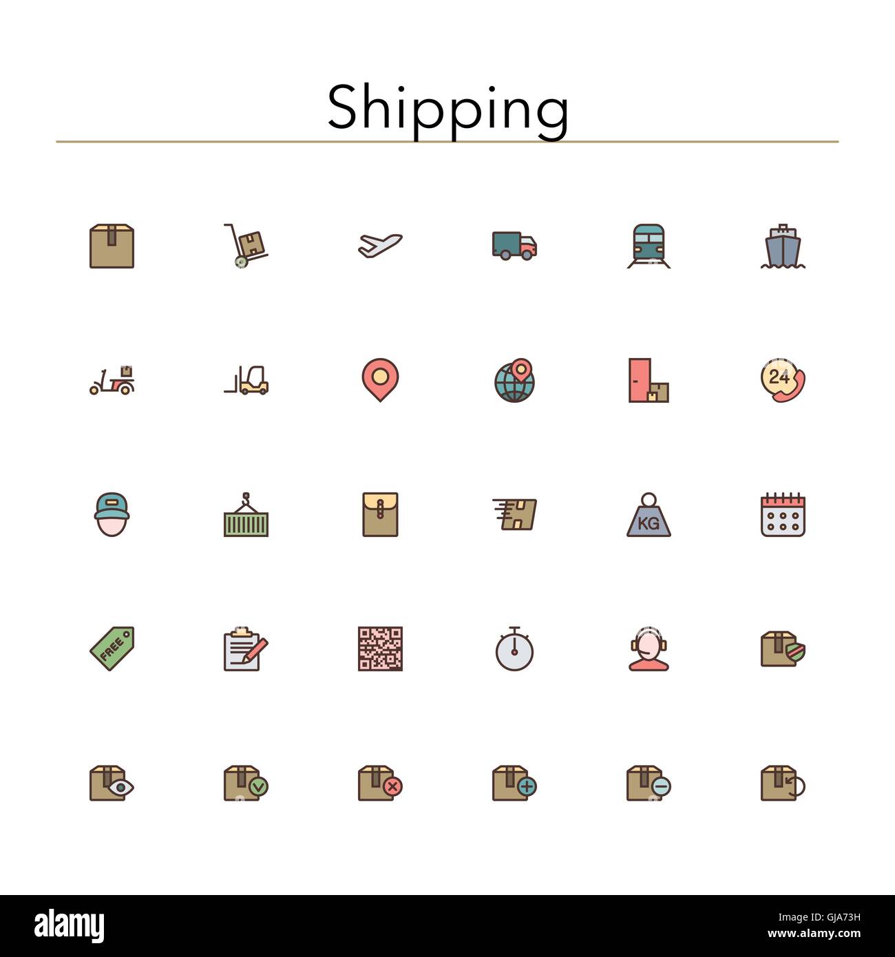 Freight shipping line icons Stock Vector Images - Alamy