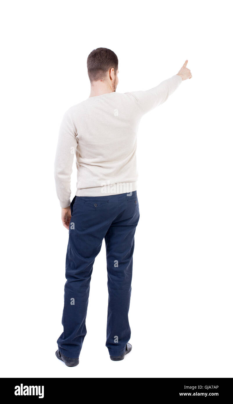 Back view of pointing business man Stock Photo - Alamy