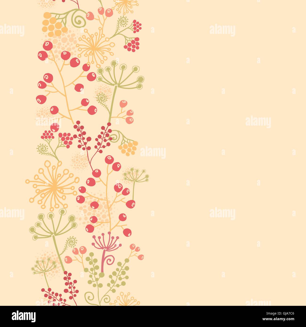Summer berries vertical seamless pattern background border Stock Vector ...