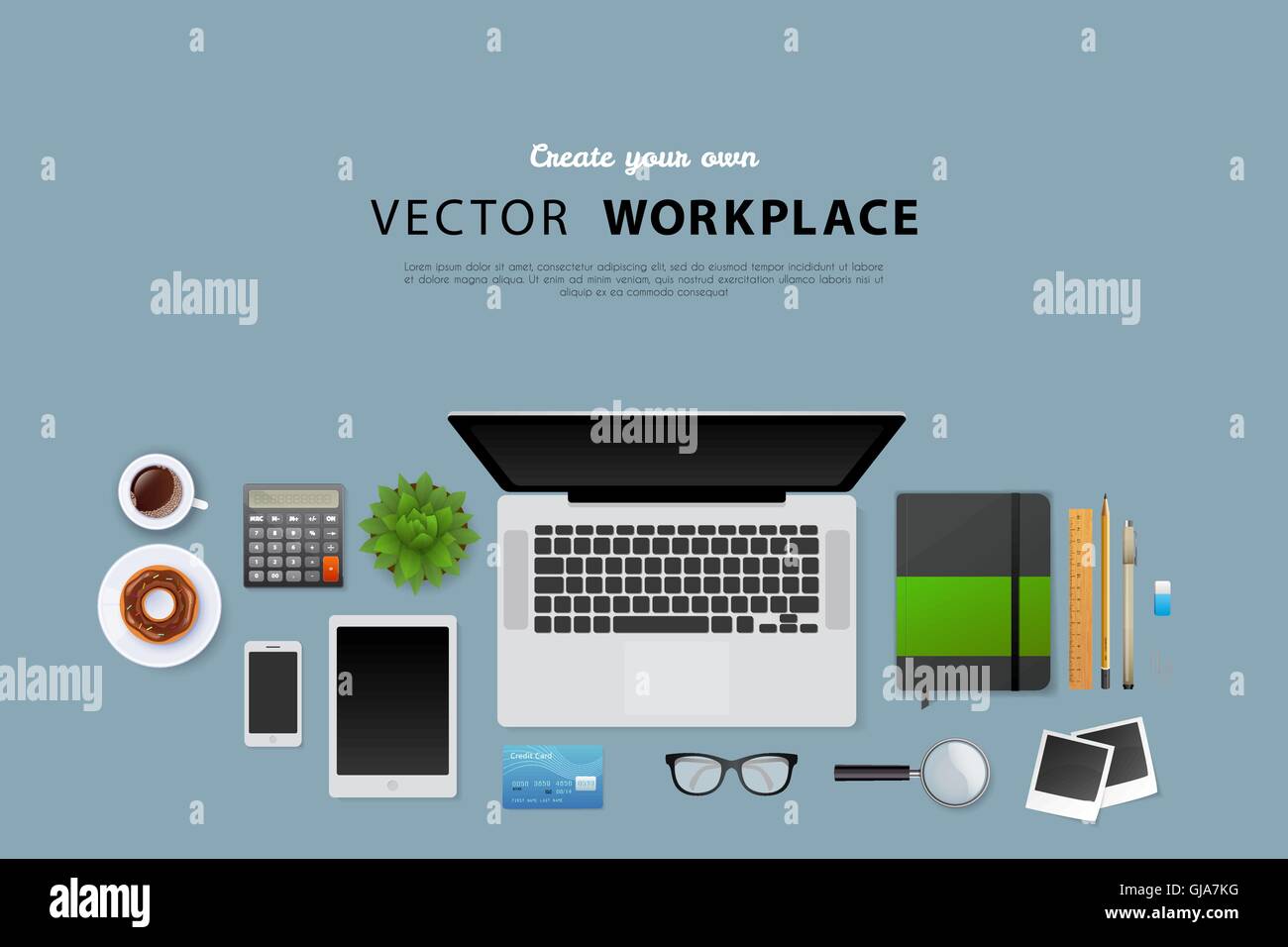 Workplace with isolated objects Stock Vector Image & Art - Alamy