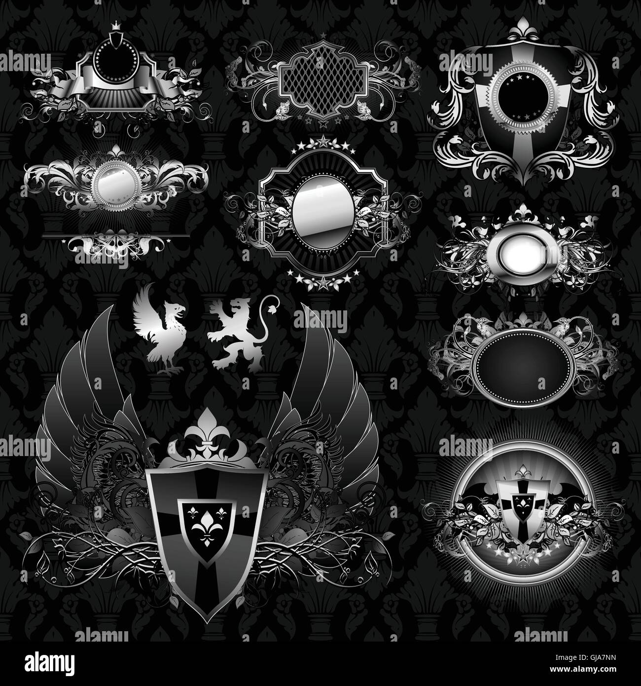 medieval heraldry shields Stock Vector Image & Art - Alamy