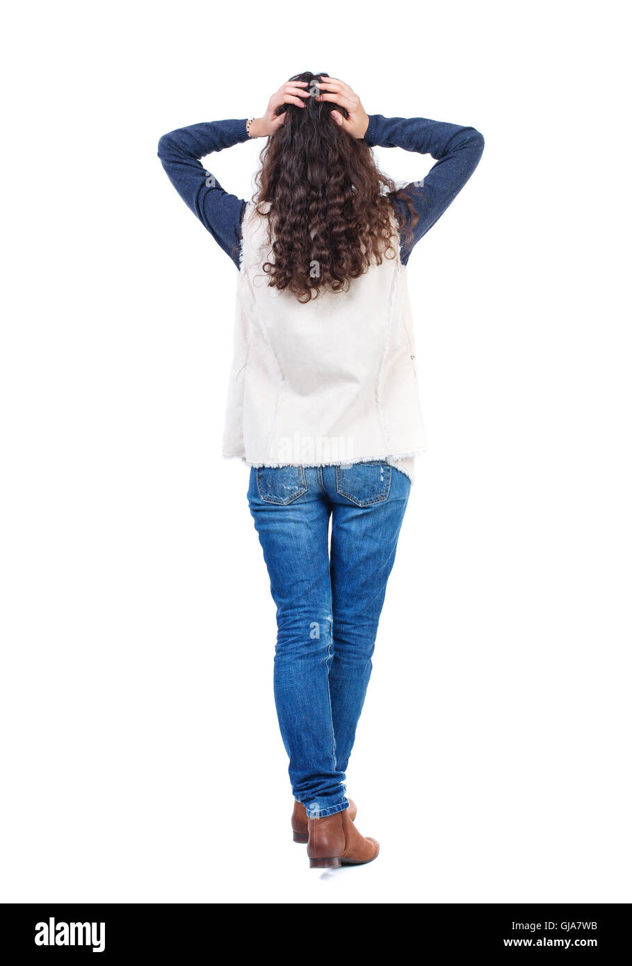 back view of standing young beautiful woman Stock Photo - Alamy