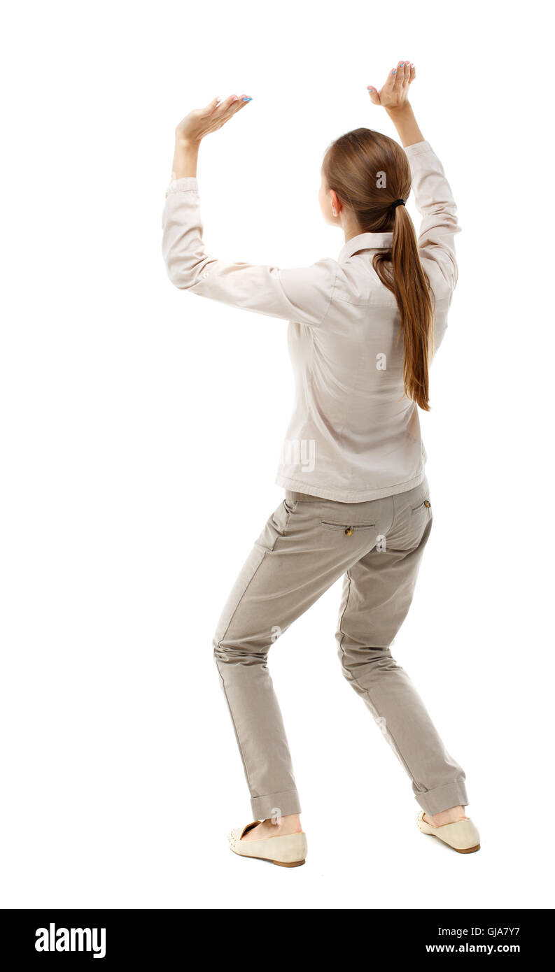 Rear view female falling Cut Out Stock Images & Pictures - Alamy