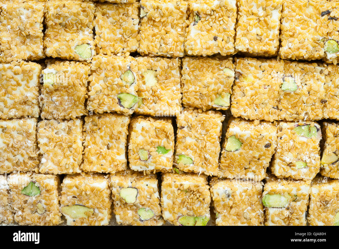 Famous turkish delights with sesame on display at the grand bazaar ...