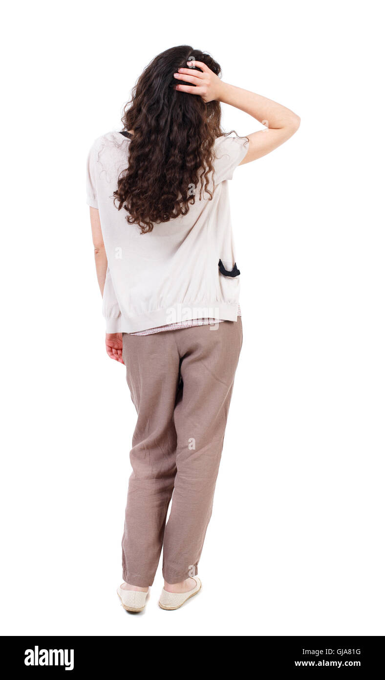 back view of standing young beautiful woman Stock Photo - Alamy