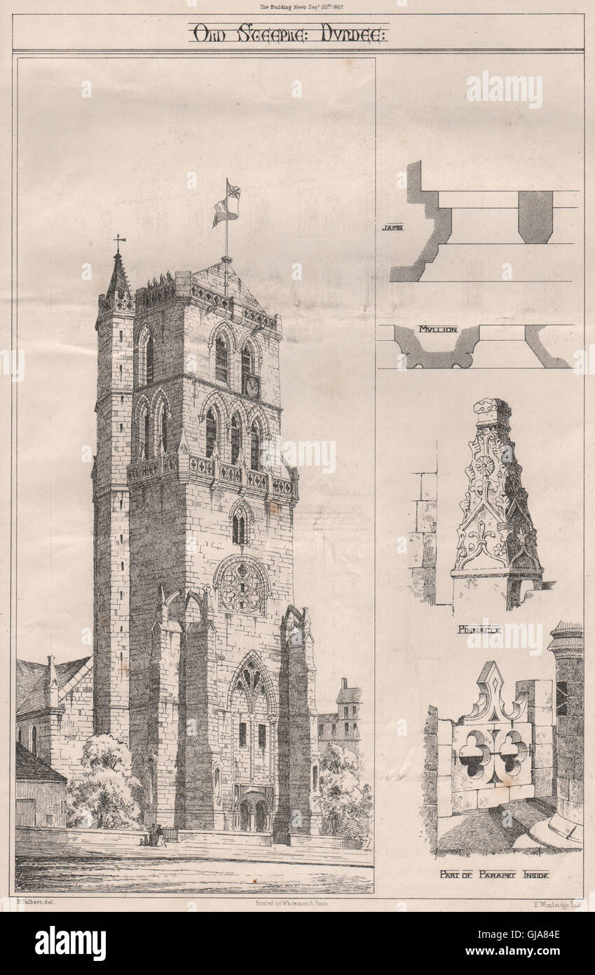 Old Steeple, Dundee . Scotland, antique print 1867 Stock Photo - Alamy