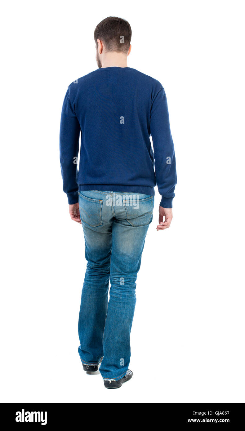 Back view of going handsome man Stock Photo - Alamy