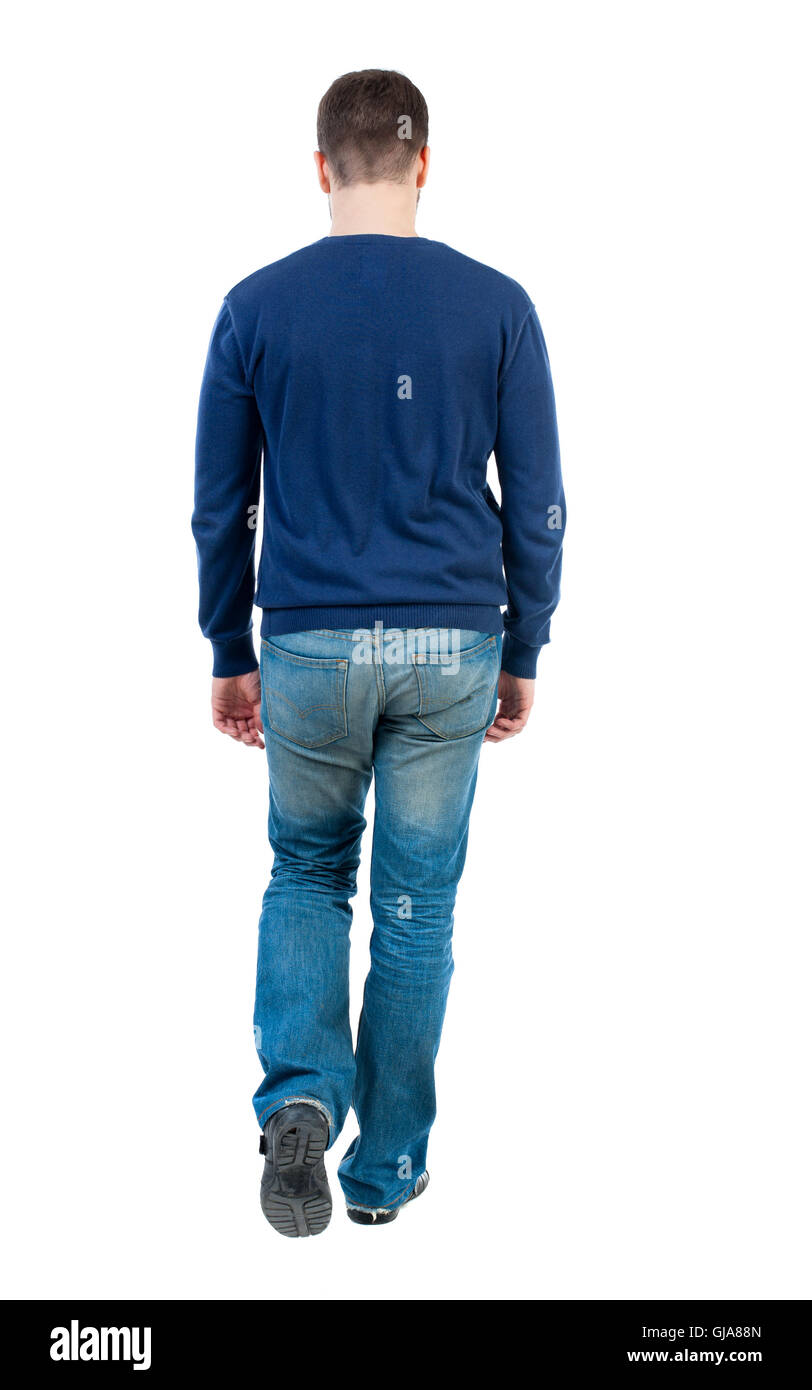 Back view of going handsome man Stock Photo - Alamy