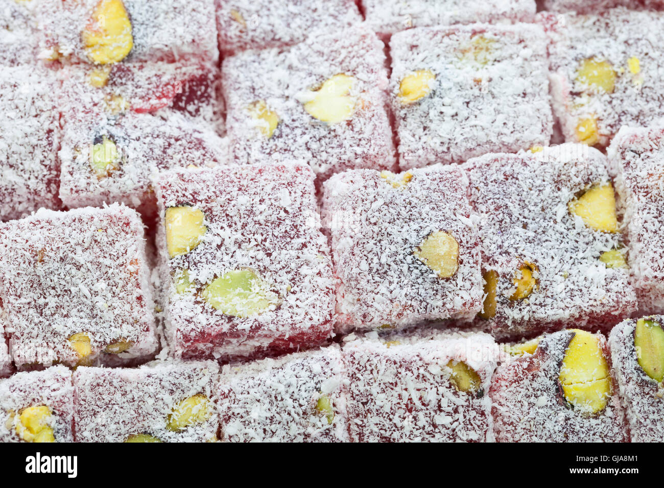 Famous turkish delights with pomegranate on display at the grand bazaar ...