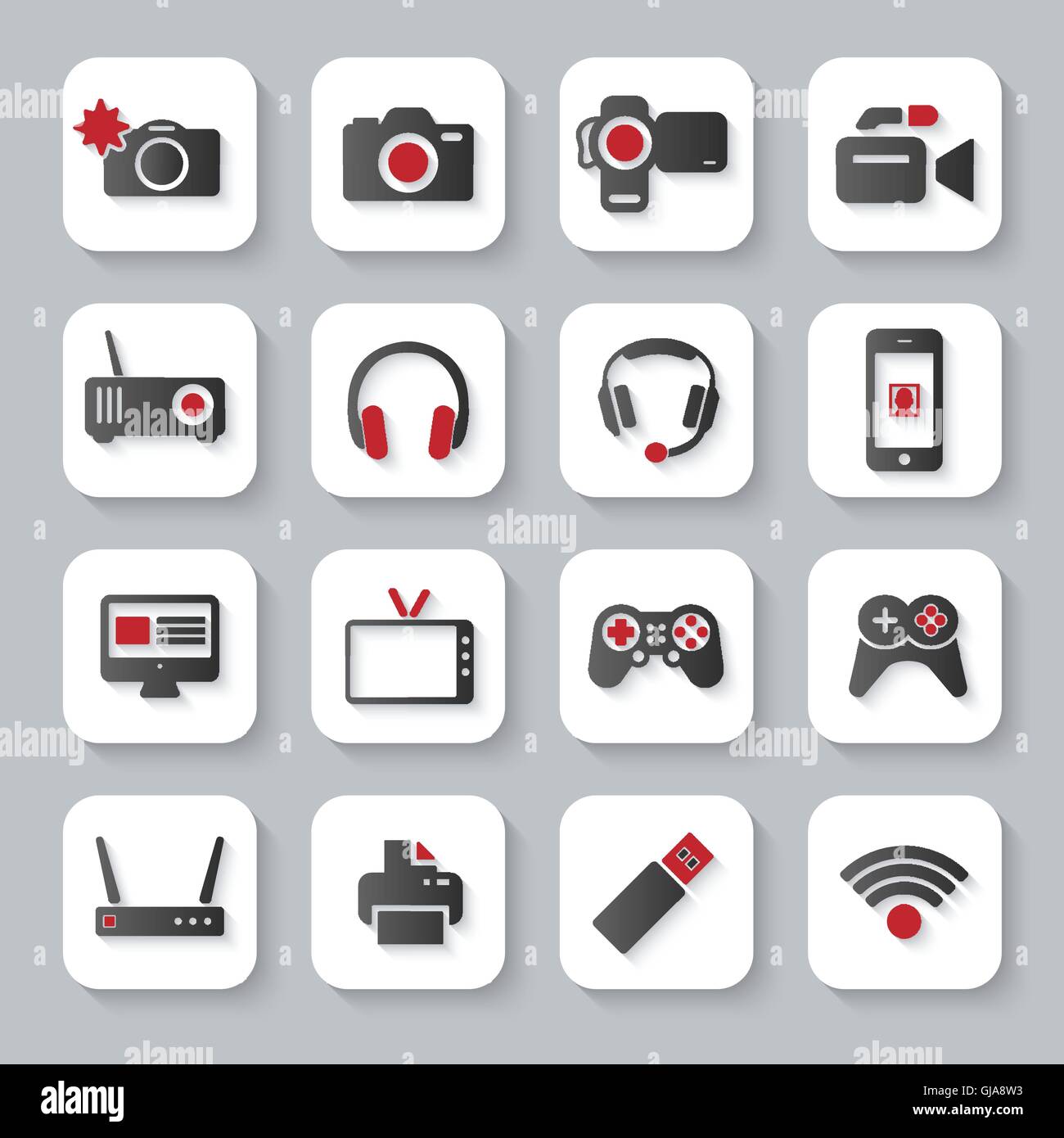 White flat multimedia devices icons Stock Vector Image & Art - Alamy