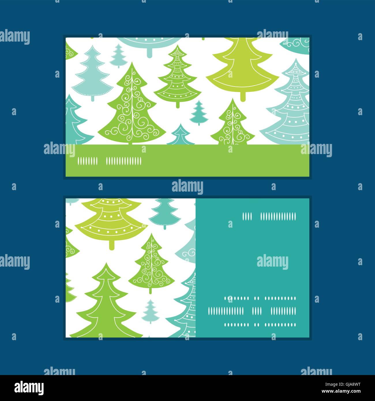 Vector holiday christmas trees horizontal stripe frame pattern business ...