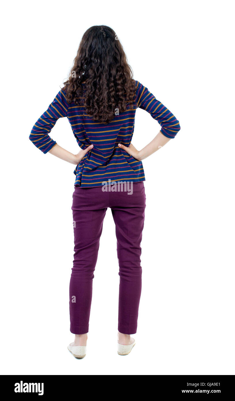 back view of standing young beautiful woman Stock Photo - Alamy