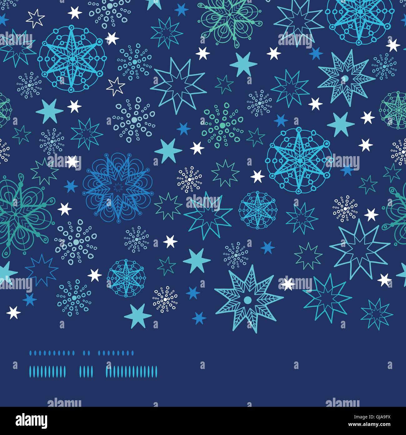Night snowflakes horizontal border frame seamless pattern background ...