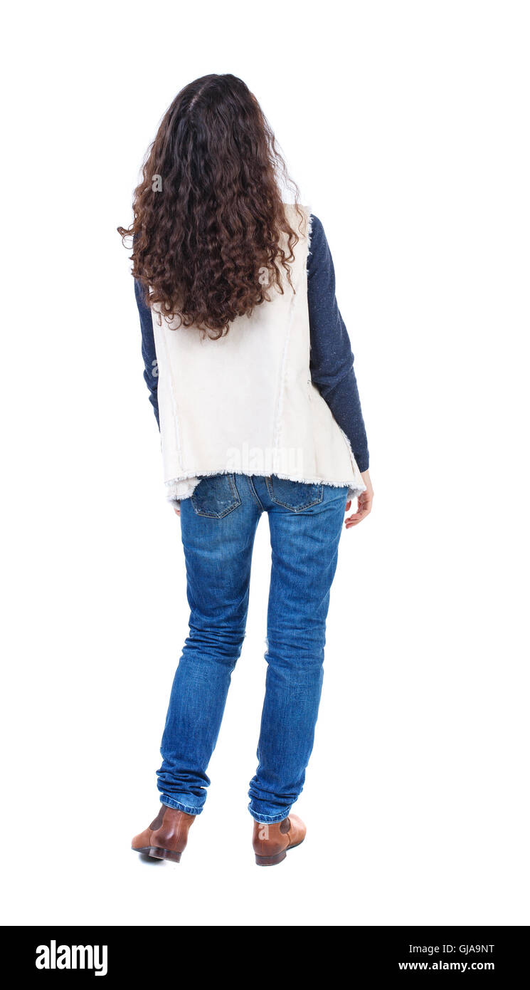 back view of standing young beautiful woman Stock Photo - Alamy