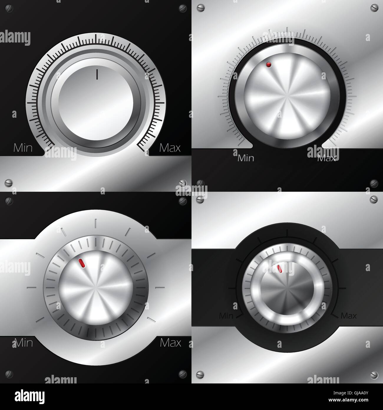 Volume knobs with black and metallic elements Stock Vector Image & Art ...