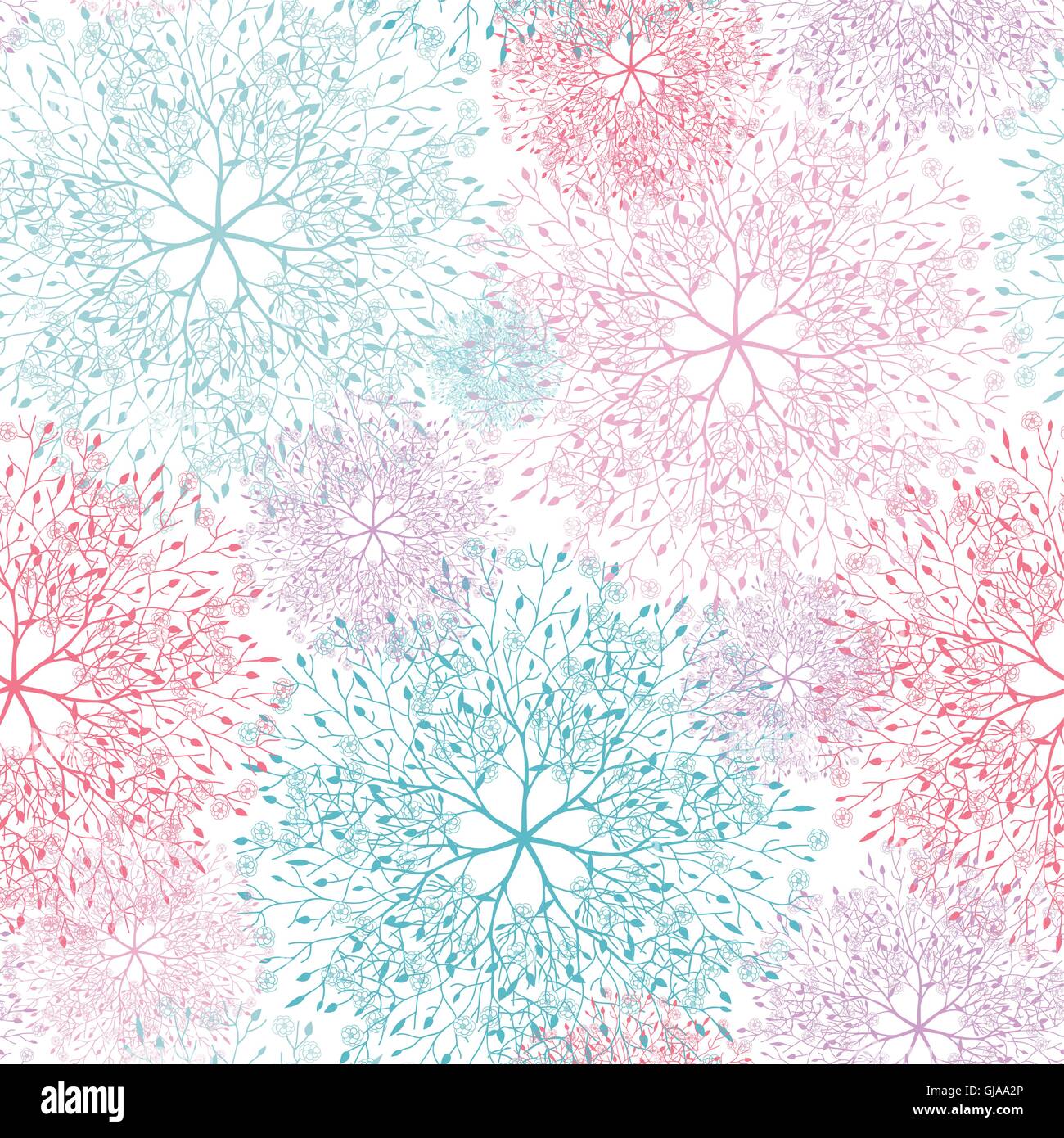 Colorful abstract tree vignettes seamless pattern background Stock ...
