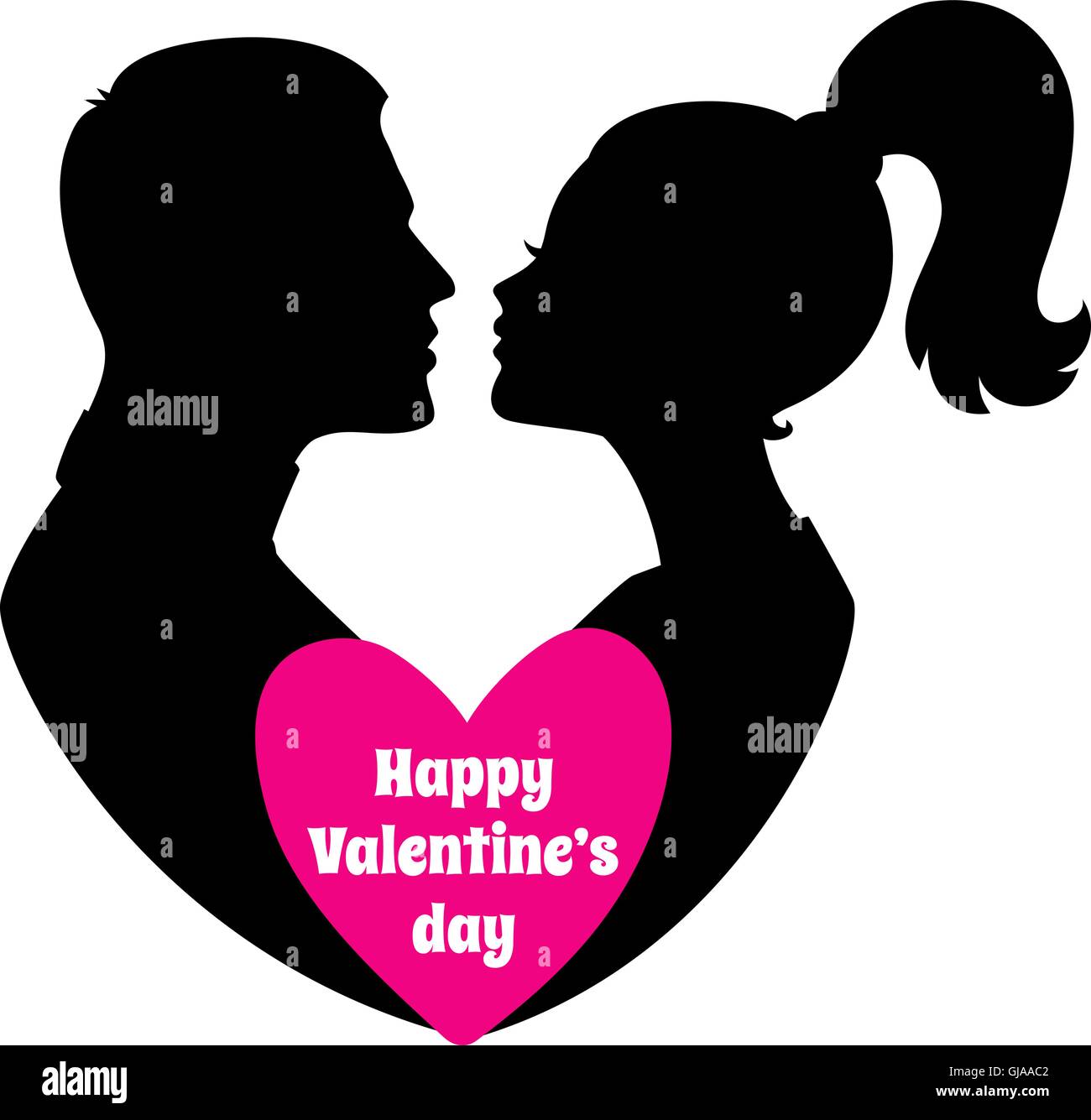 Happy Valentine's day, couple silhouette image Stock Vector Image & Art - Alamy