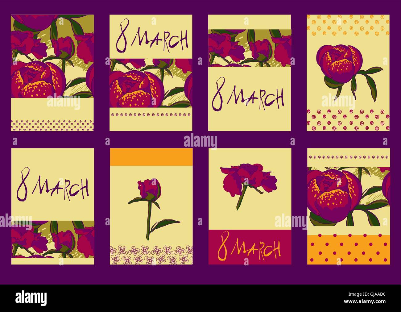 set of template design for greeting card 8March Stock Vector Image ...