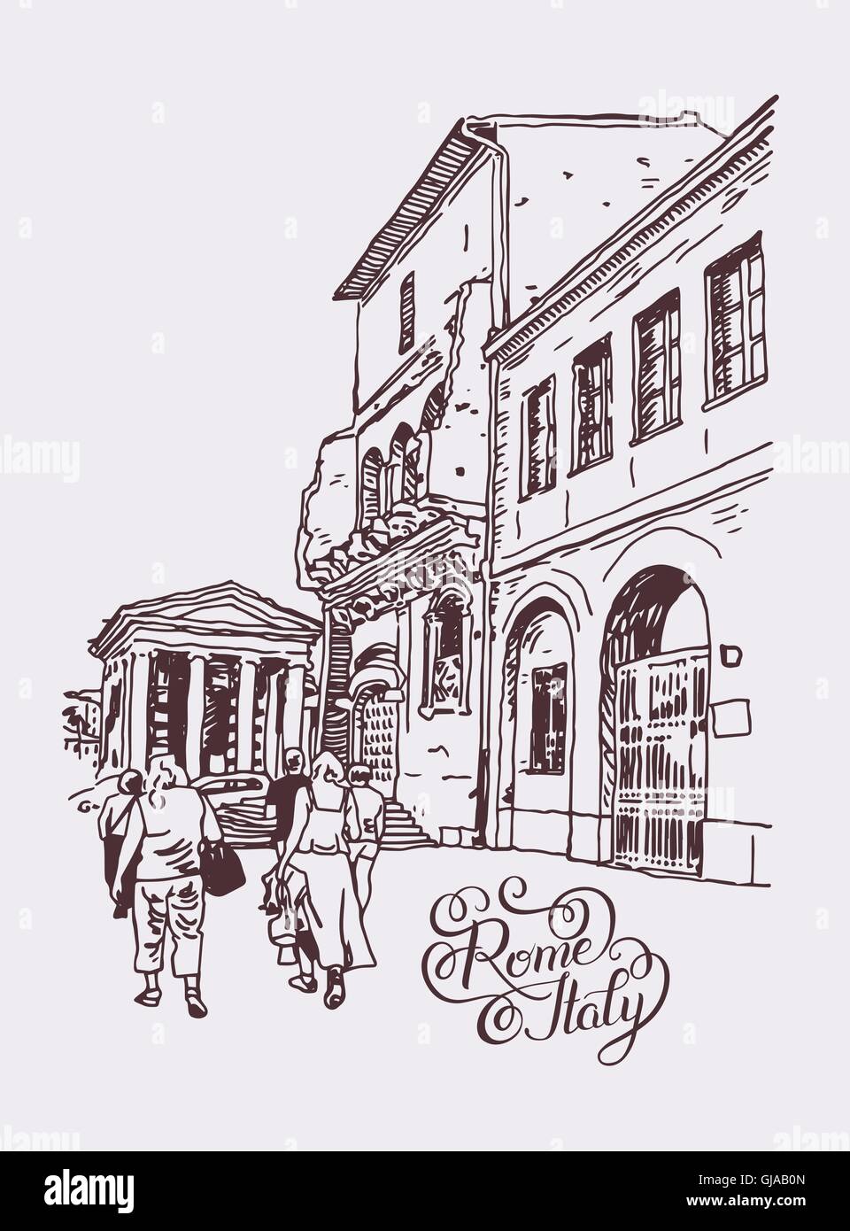 original digital drawing of Rome street, Italy Stock Vector Image & Art ...