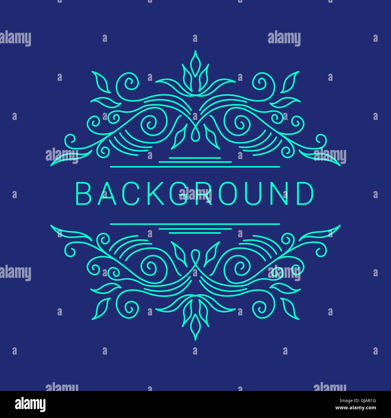 Elegant blue floral frame. Lineart vector illustration with text Stock ...