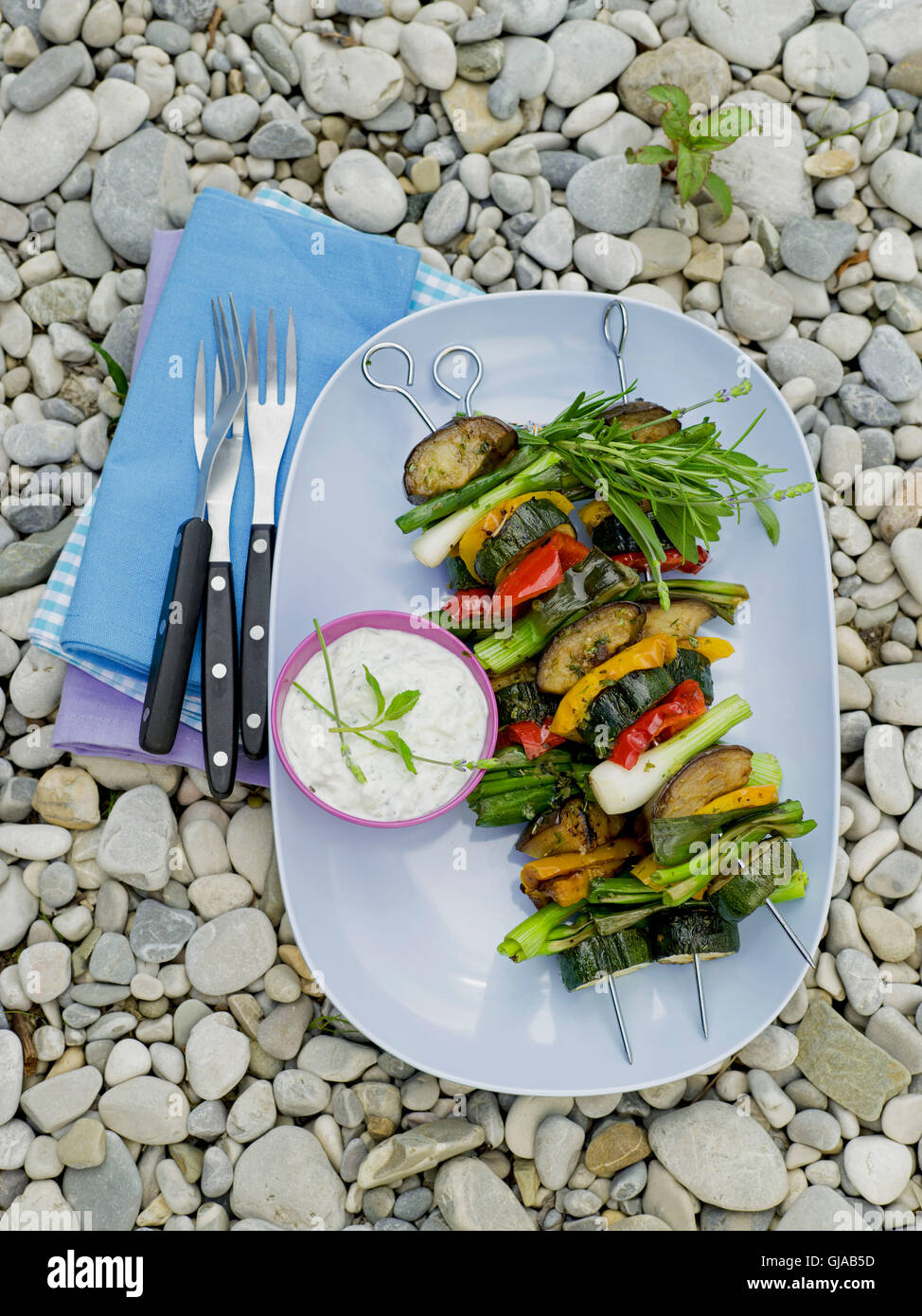 Grill plate for vegetarians Stock Photo - Alamy