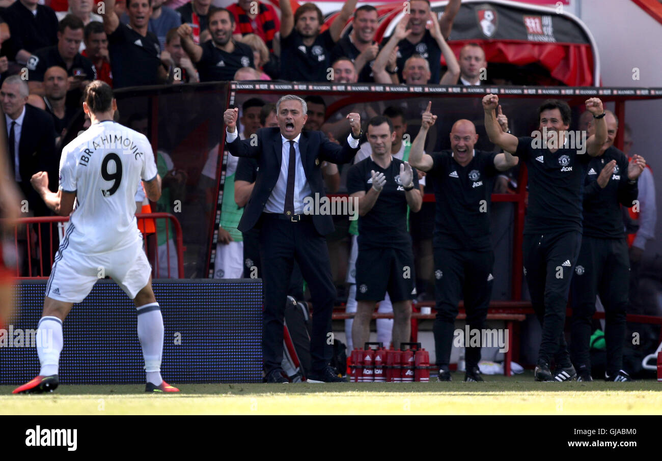 Manchester United's Zlatan Ibrahimovic celebrates scoring his side's ...