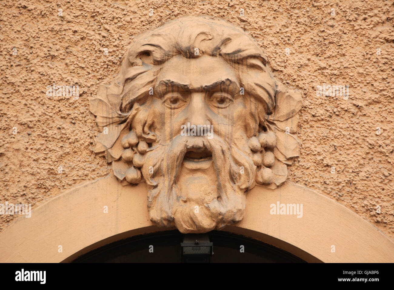 Art Nouveau mascaron on the revenue house in Cechova Street in Bubenec ...