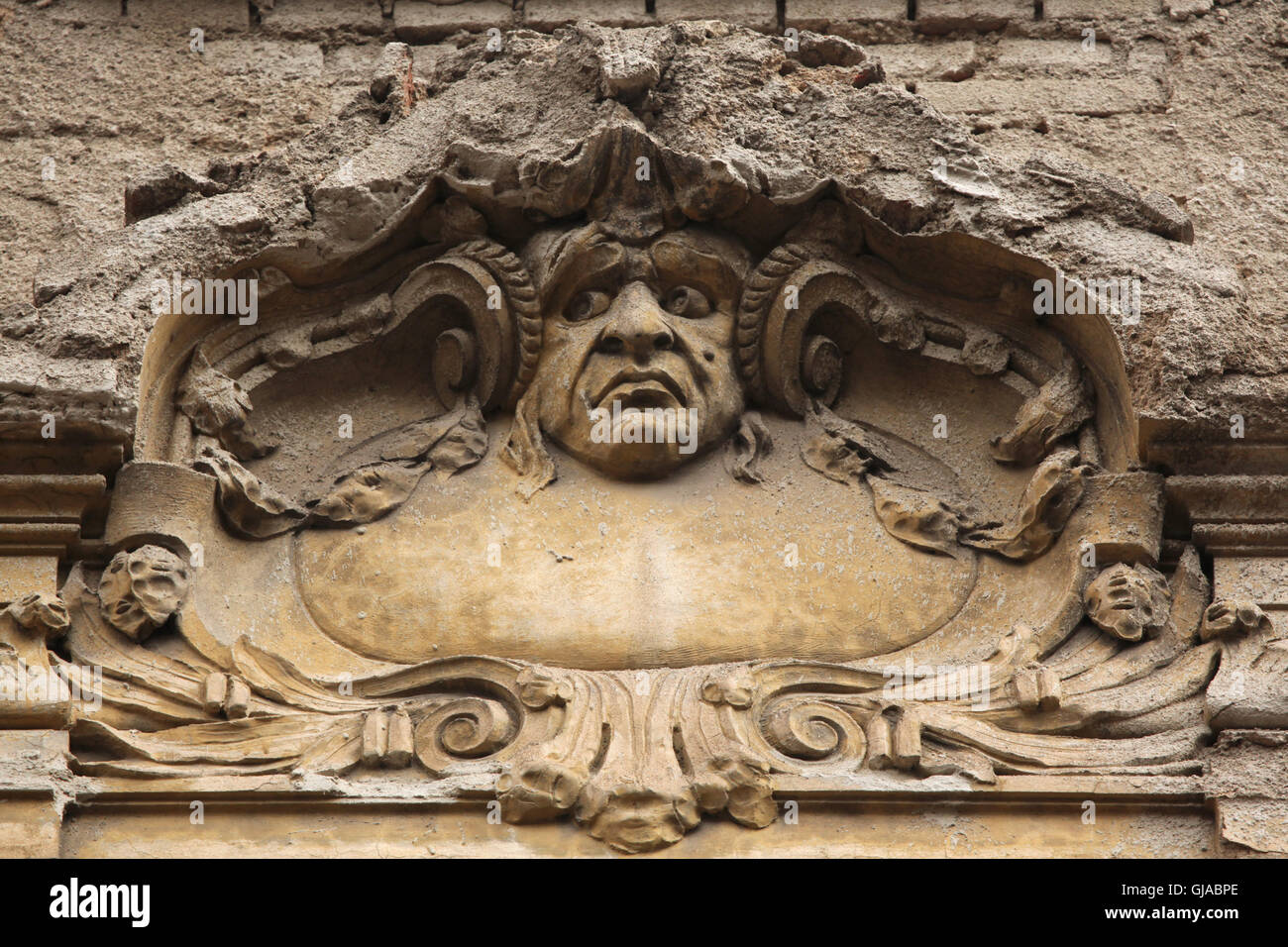 Art Nouveau mascaron on the revenue house in Cechova Street in Bubenec ...