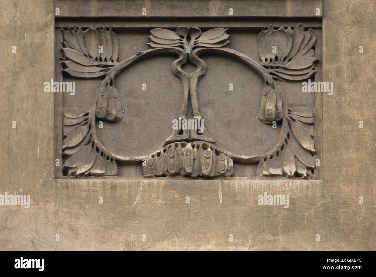Art Nouveau stucco decoration on the revenue house in Cechova Street in ...