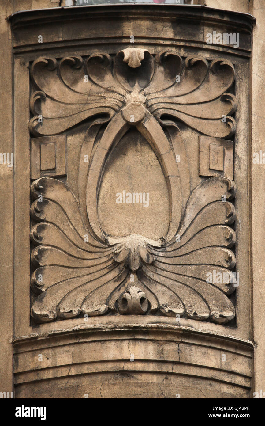 Art Nouveau stucco decoration on the revenue house in Cechova Street in ...