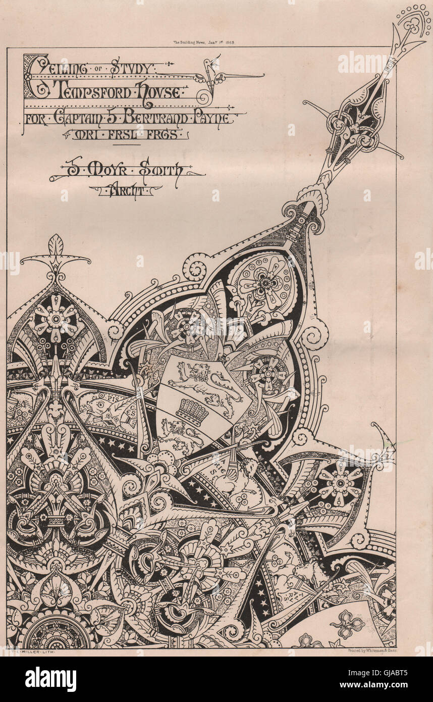Study ceiling, Tempsford House, Bedfordshire (Capt. J Bertrand Payne ...