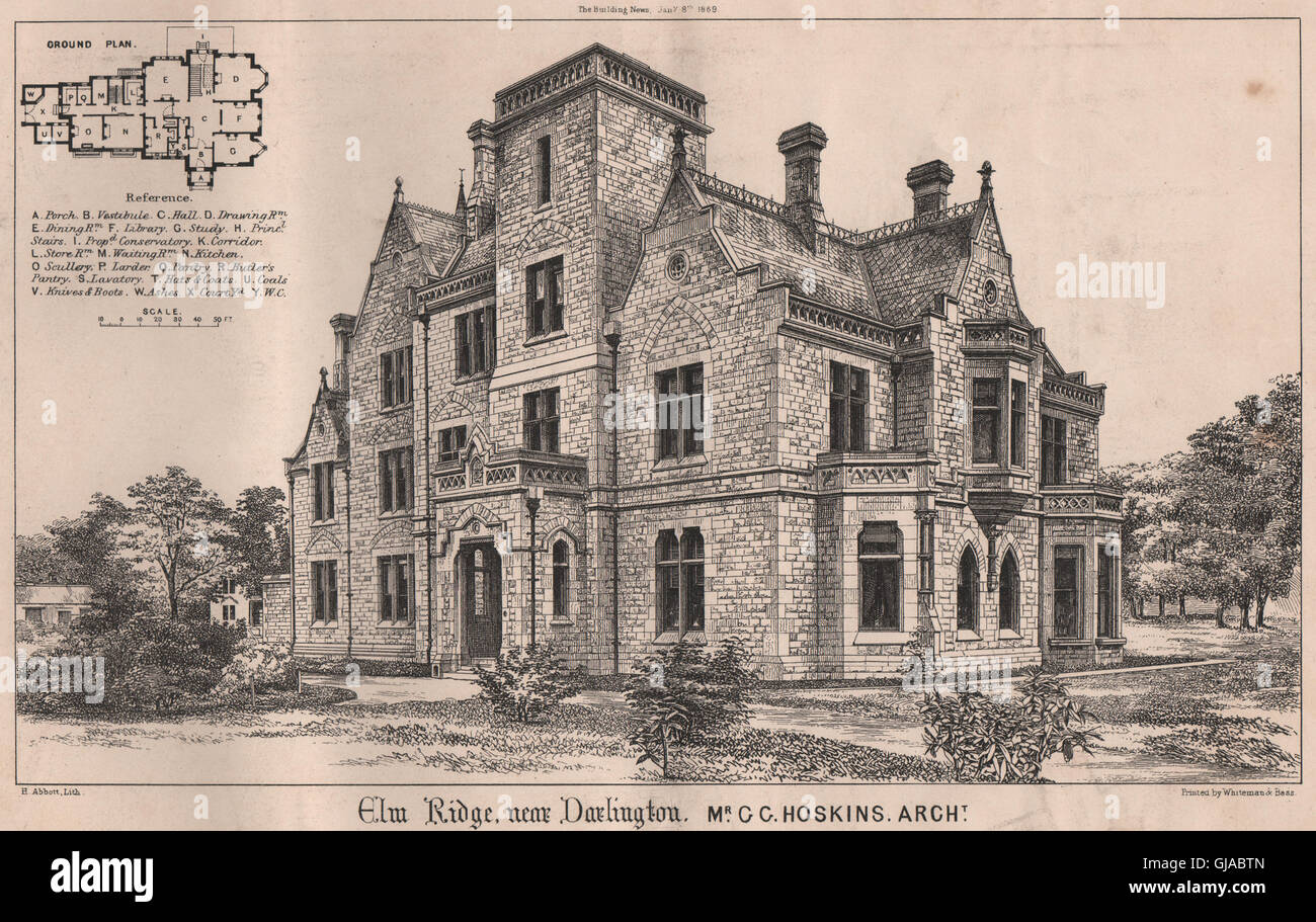 Elm Ridge near Darlington; Mr. G.G. Hoskins. Architect. Durham, old ...