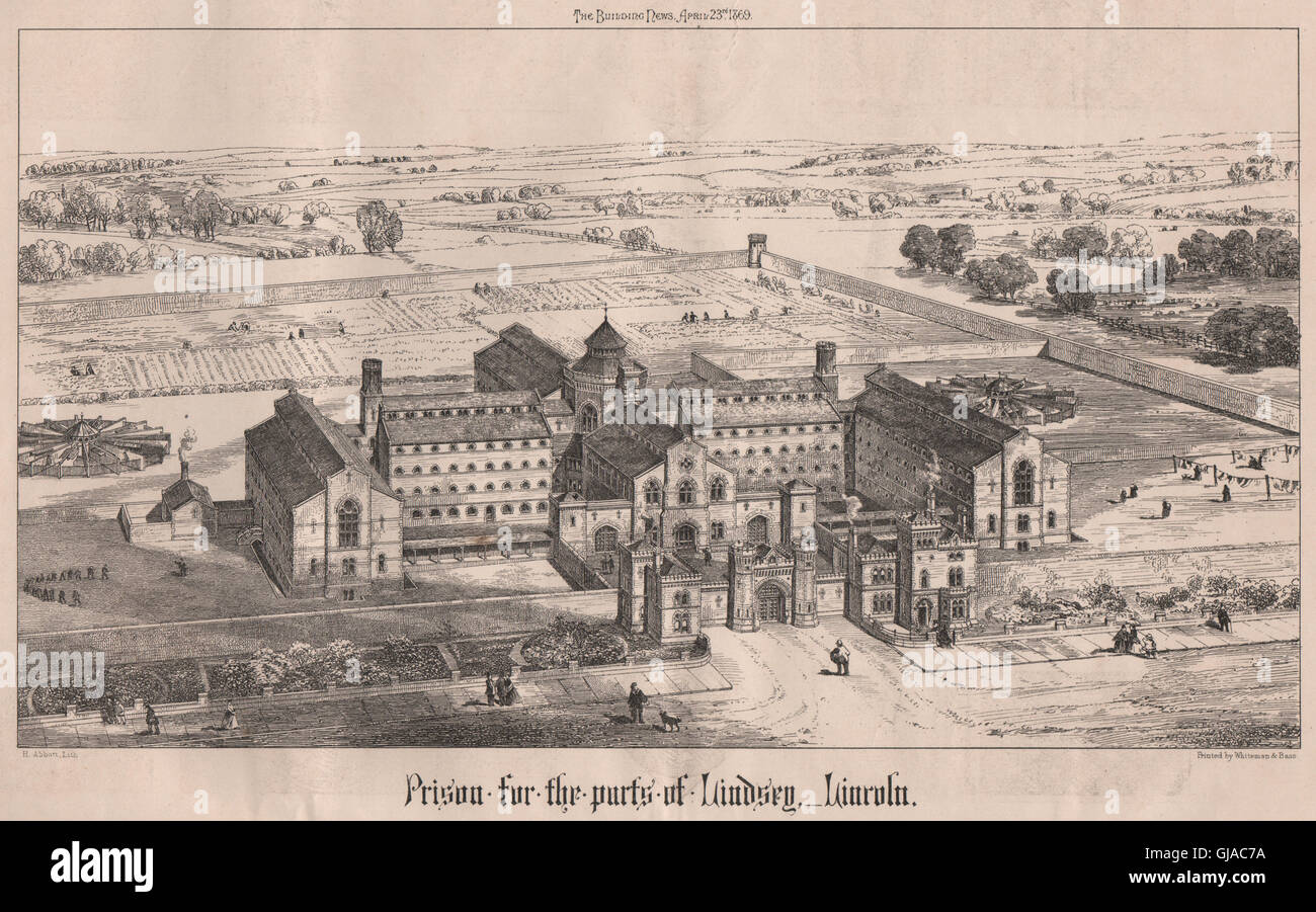 Prison for the parts of Lindsey, Lincoln. Lincolnshire, antique print ...