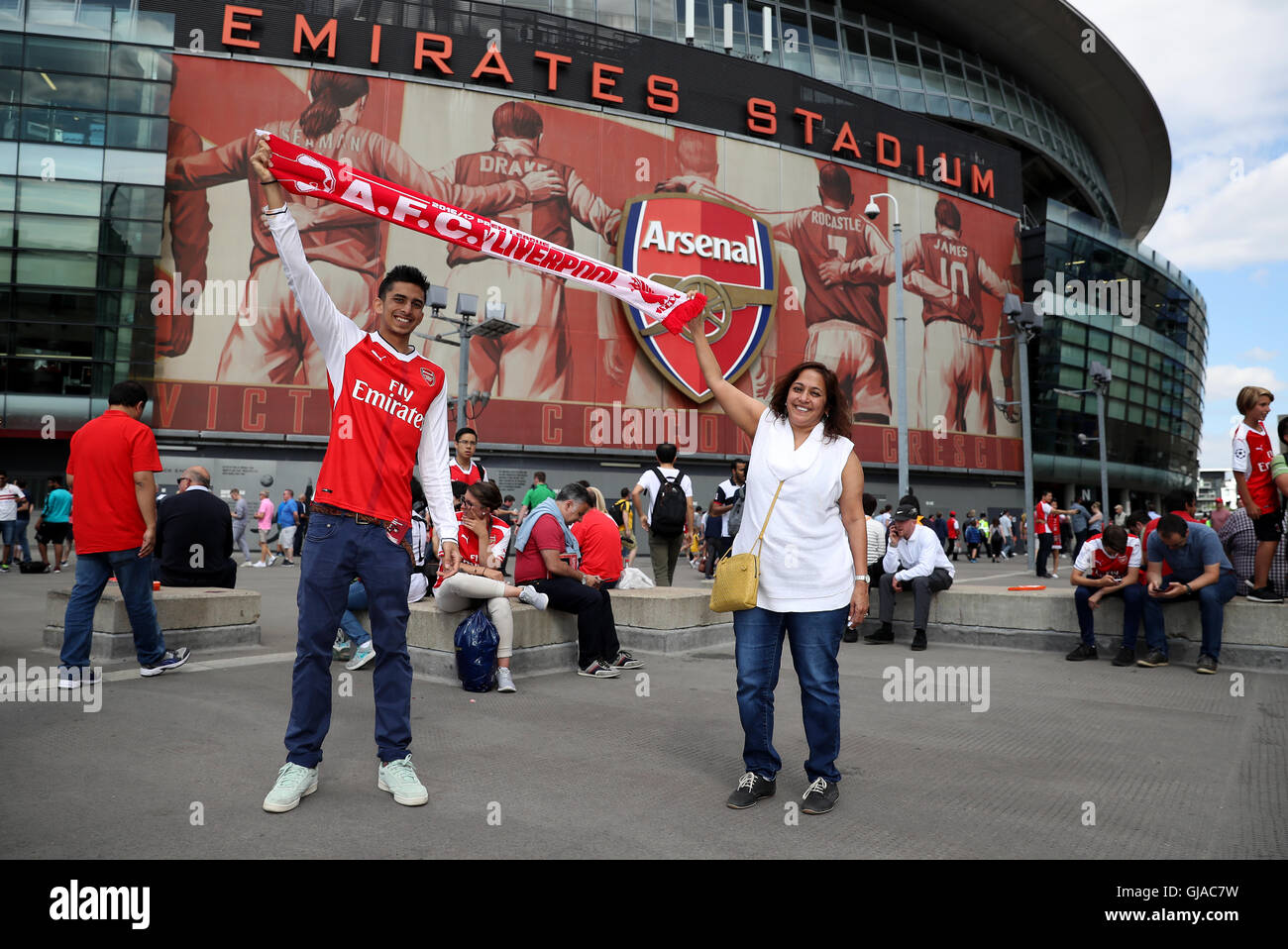 Arsenal fans outside the ground before the Premier League match at the ...