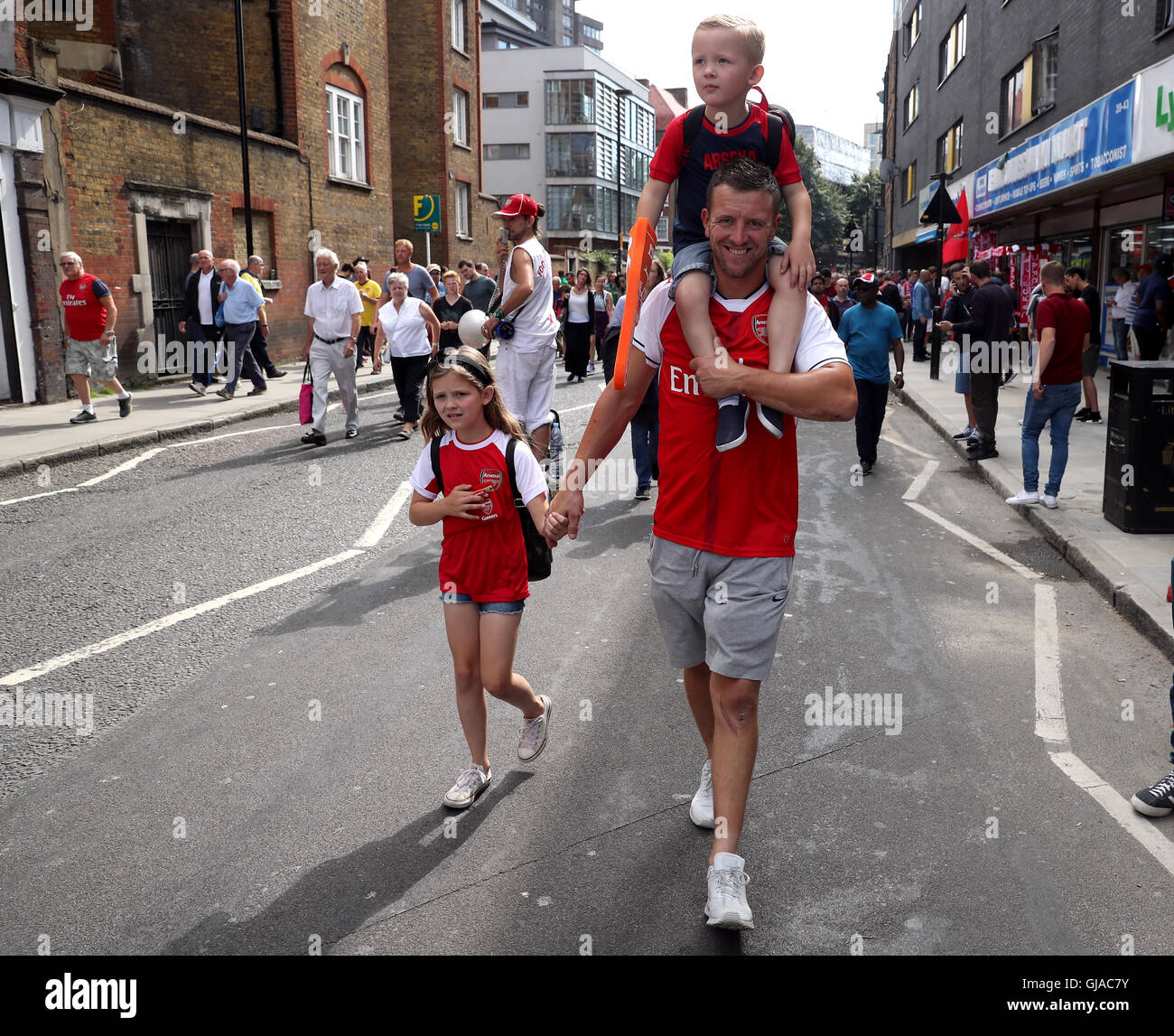 Arsenal fans outside the ground before the Premier League match at the ...