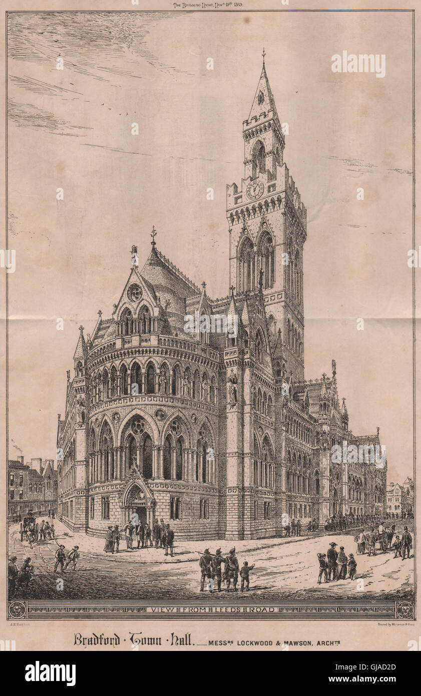 Bradford Town Hall; Messrs. Lockwood & Mawson, Architects. Yorkshire ...