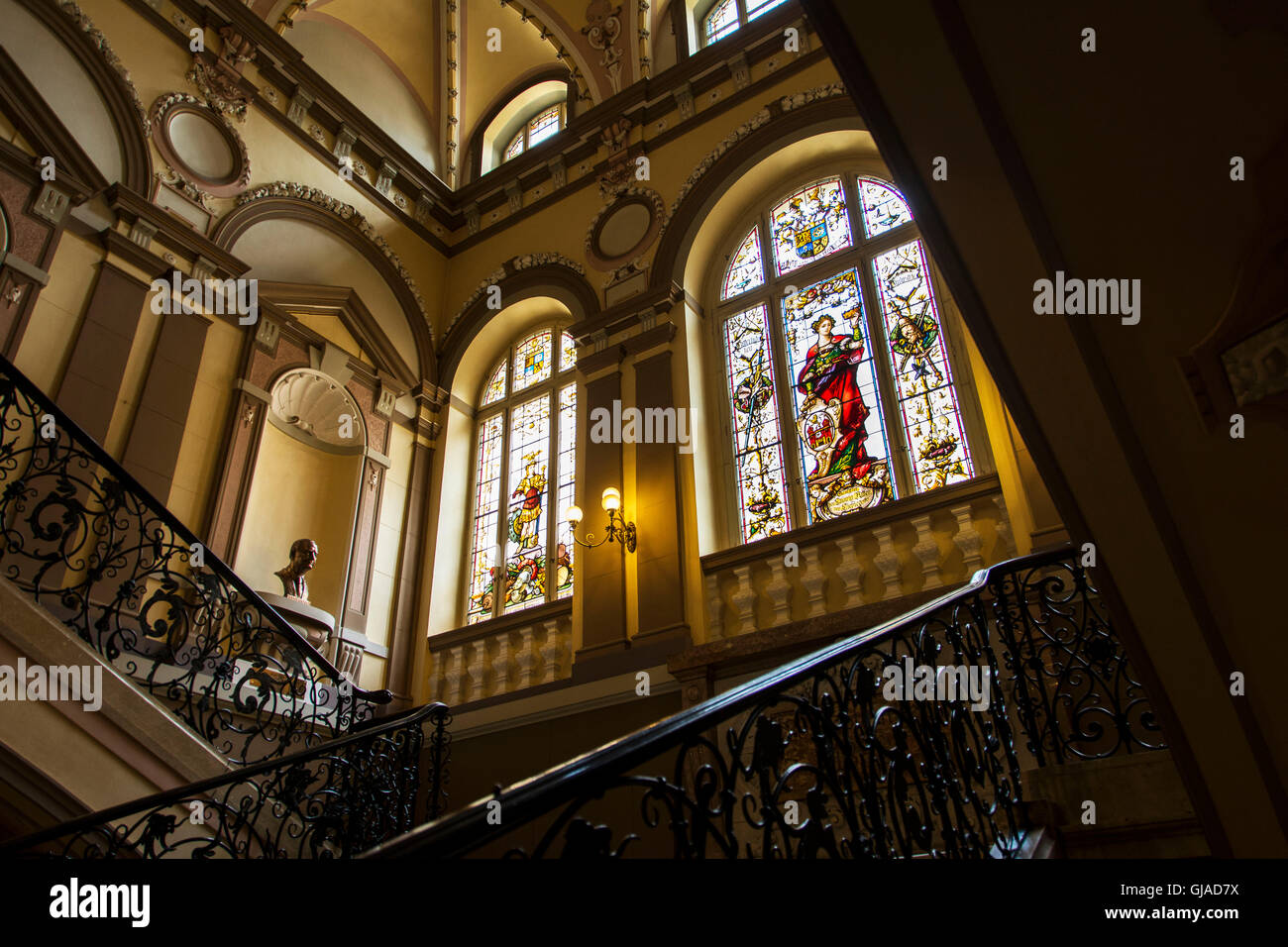 Liberec, glass window in the city hall Stock Photo - Alamy