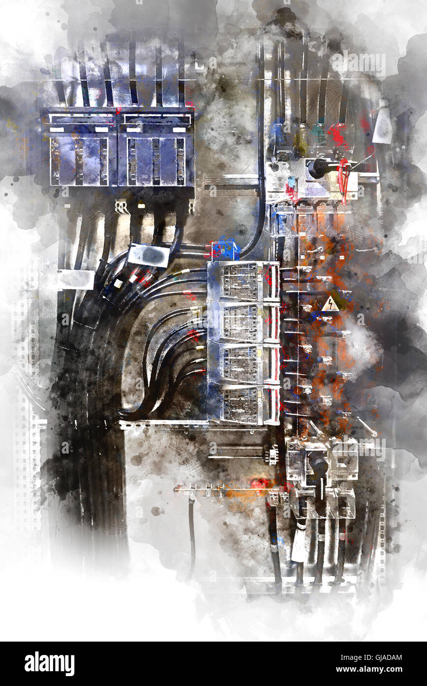 Electrical panel with fuses and contactors Stock Photo - Alamy