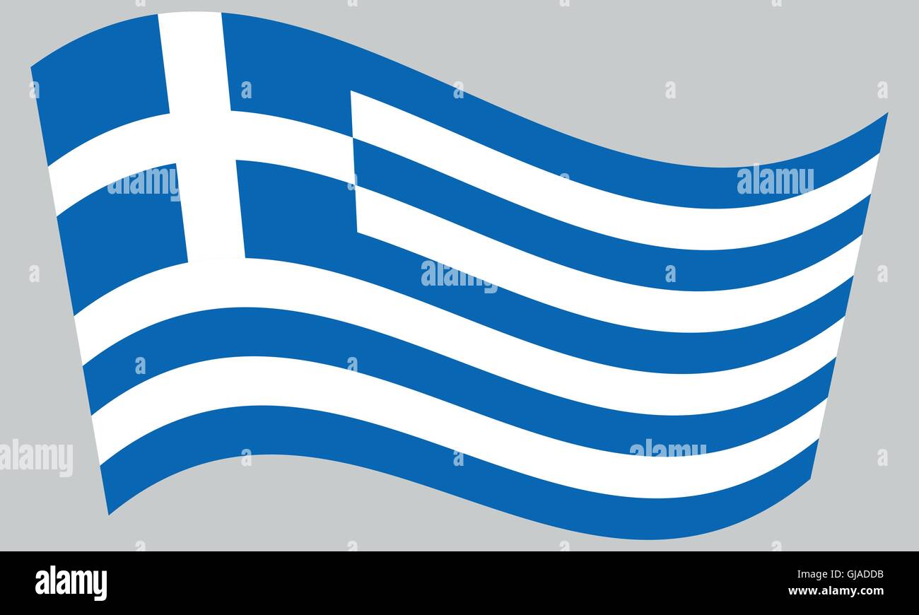 Flag of Greece waving on gray background. Greek national flag Stock ...