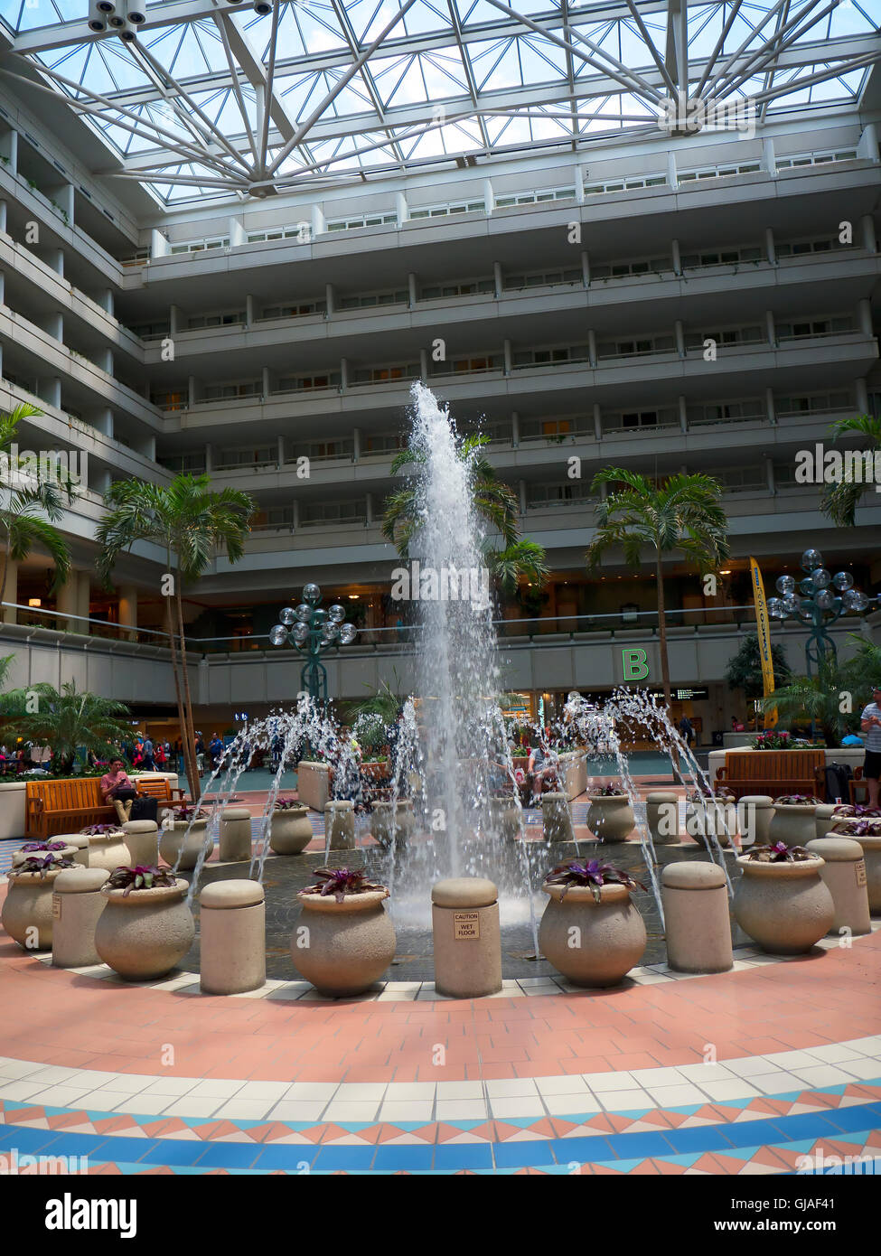 Fountain in the foyer and concourse of the Orlando International ...