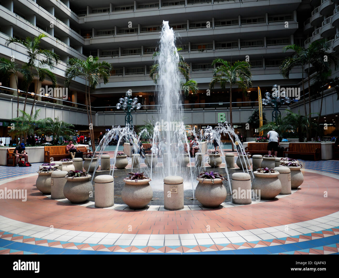 Fountain in the foyer and concourse of the Orlando International ...