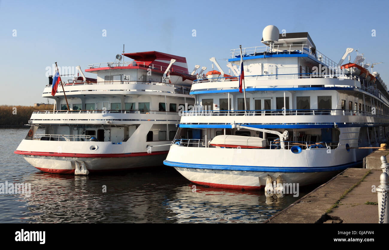 three-dec ship by berth at day to be anchored Stock Photo - Alamy