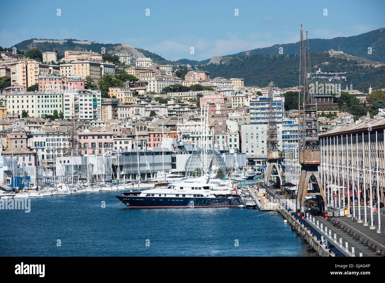 Arrival to port of Genoa by sea, Liguria, Italy Stock Photo - Alamy