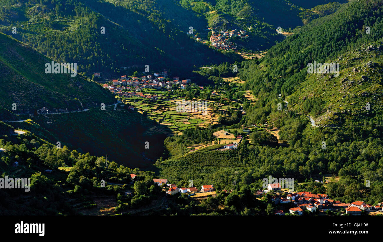 Portugal, Minho: View to the green mountains and valleys of National ...
