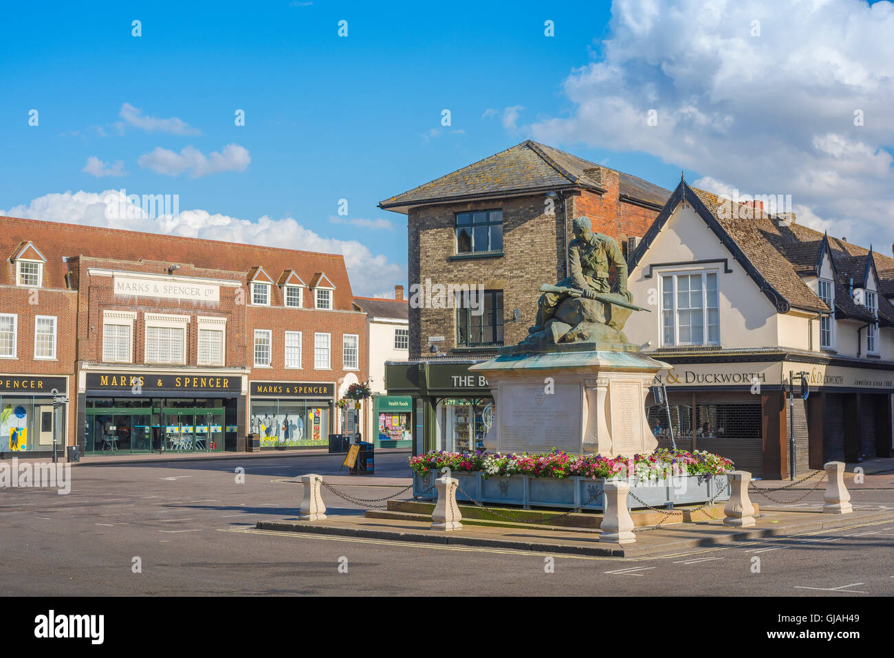 Bury St Edmunds market Square, view of the main square, known as the ...