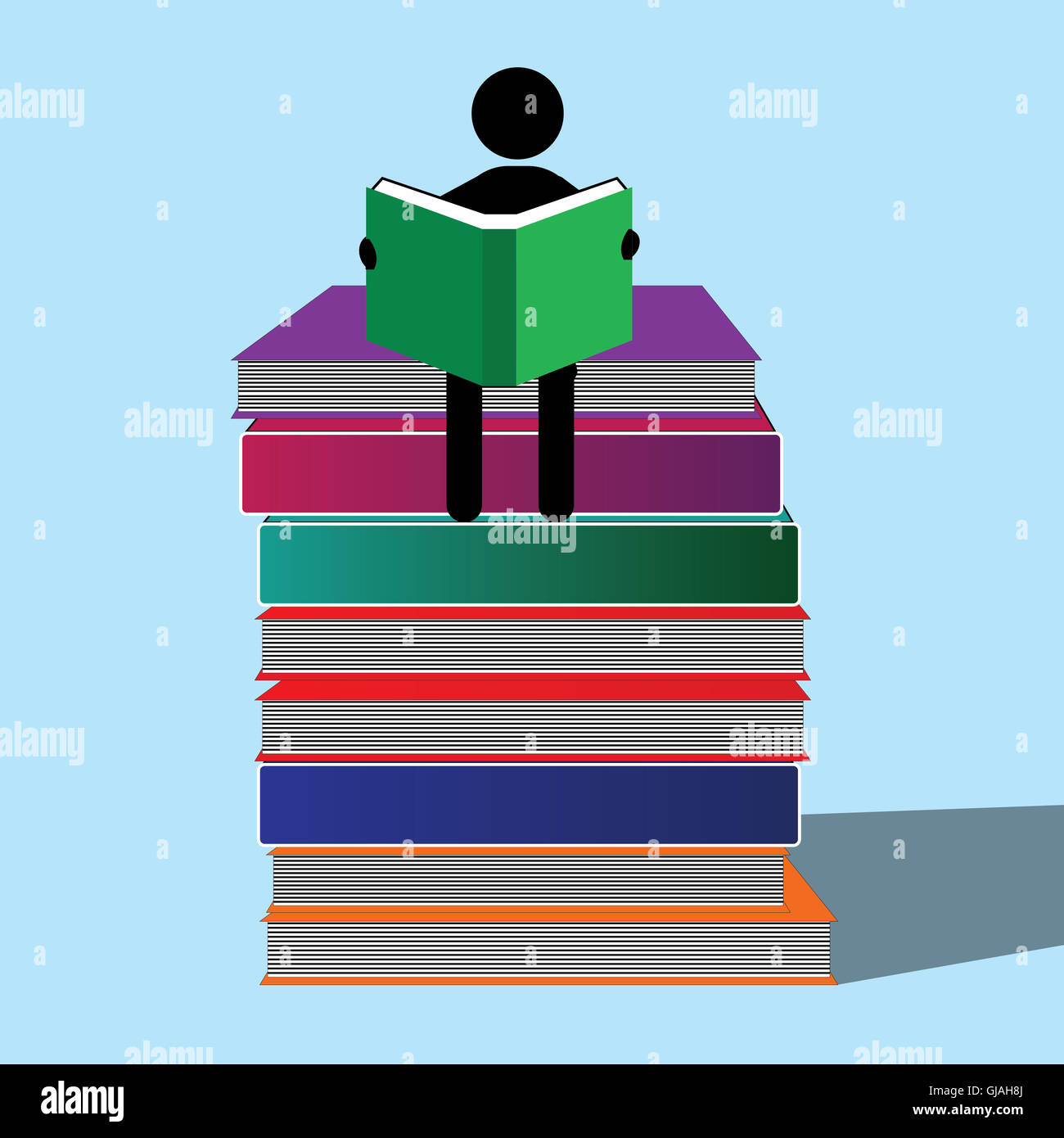 Cartoon boy holding pile books hi-res stock photography and images - Alamy