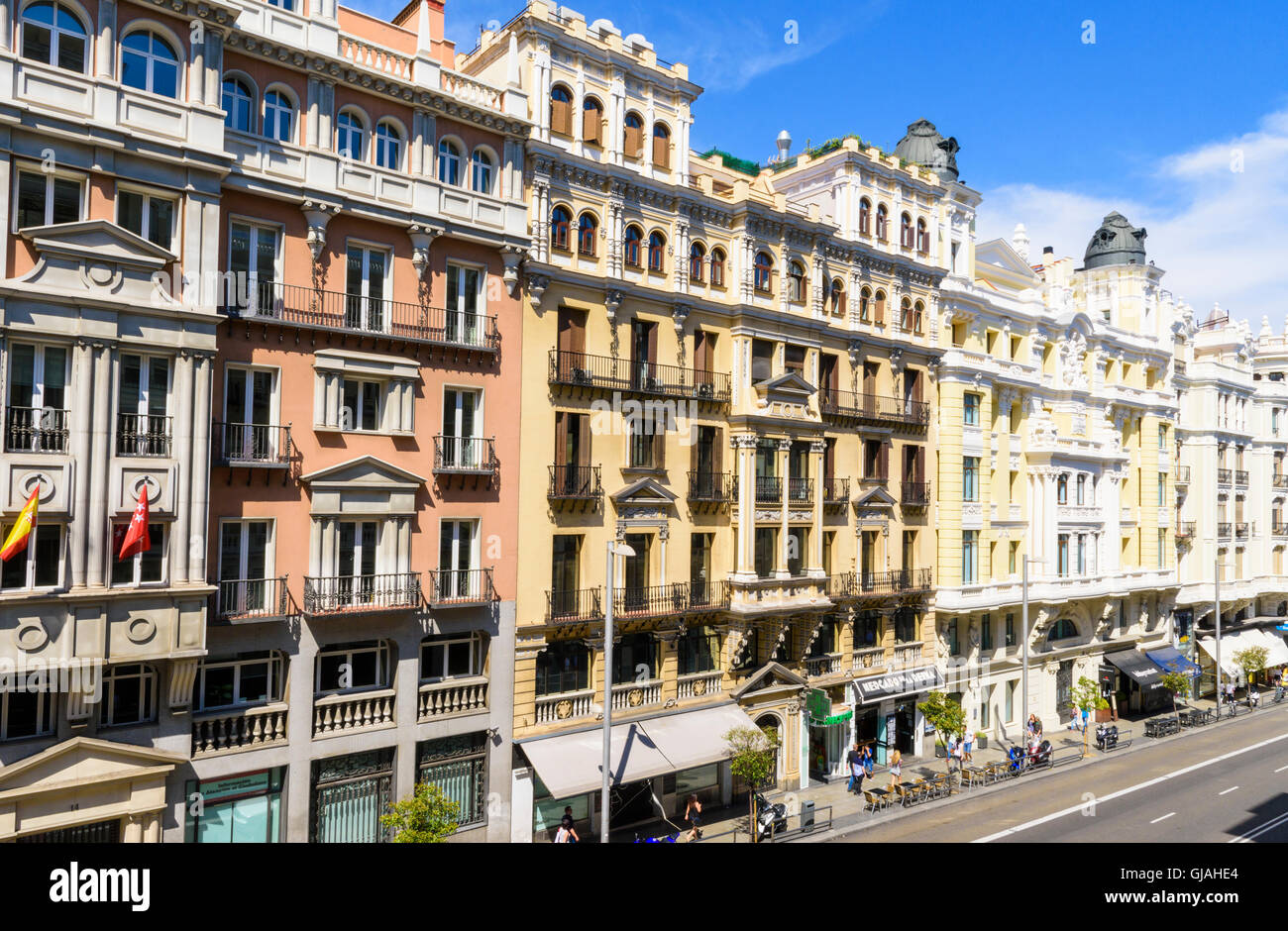 The grand buildings along Calle Gran Via, Madrid, Spain Stock Photo - Alamy