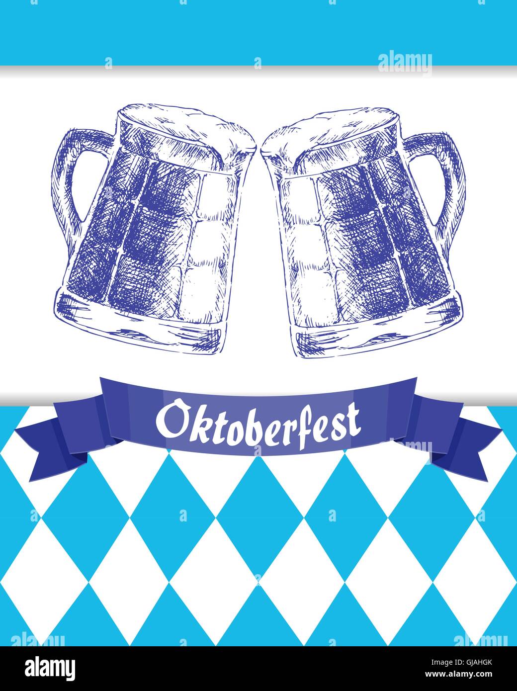 Oktoberfest vector illustration with two mugs of beer Stock Vector ...