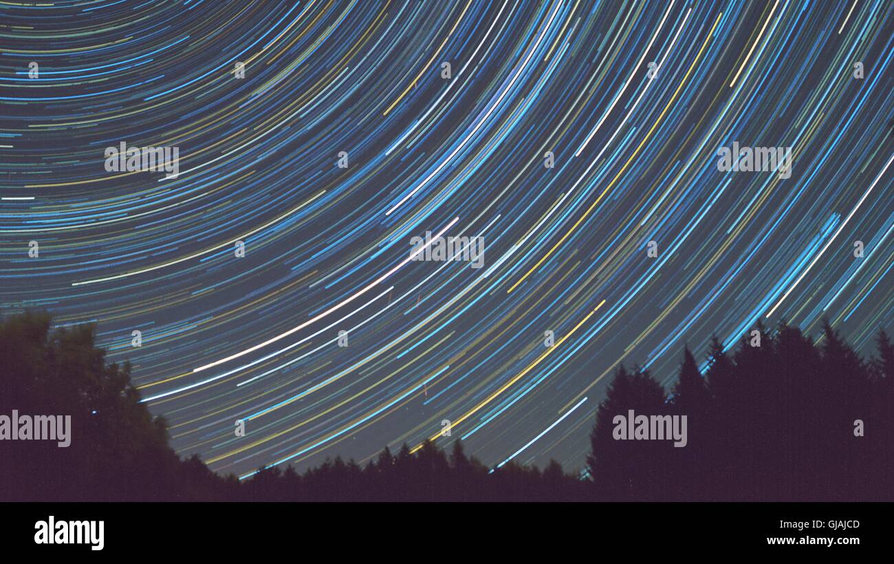 Composite photograph of all visible Perseid meteor activity on August ...