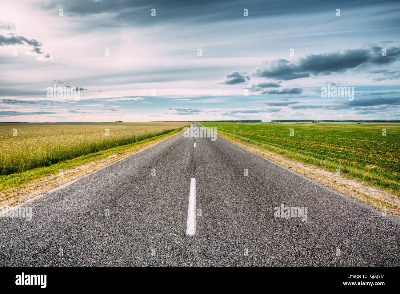 Beautiful Empty Asphalt Freeway, Motorway, Highway Country Road In ...